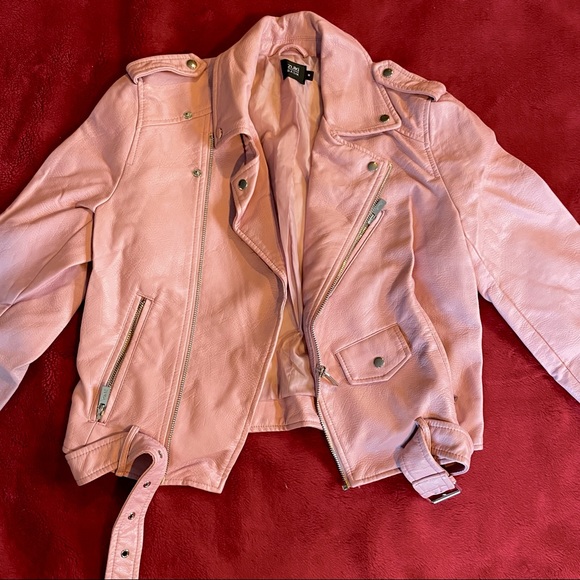 Jackets & Coats | Zuiki Baby Pink Faux Leather Moto Biker Jacket | Poshmark